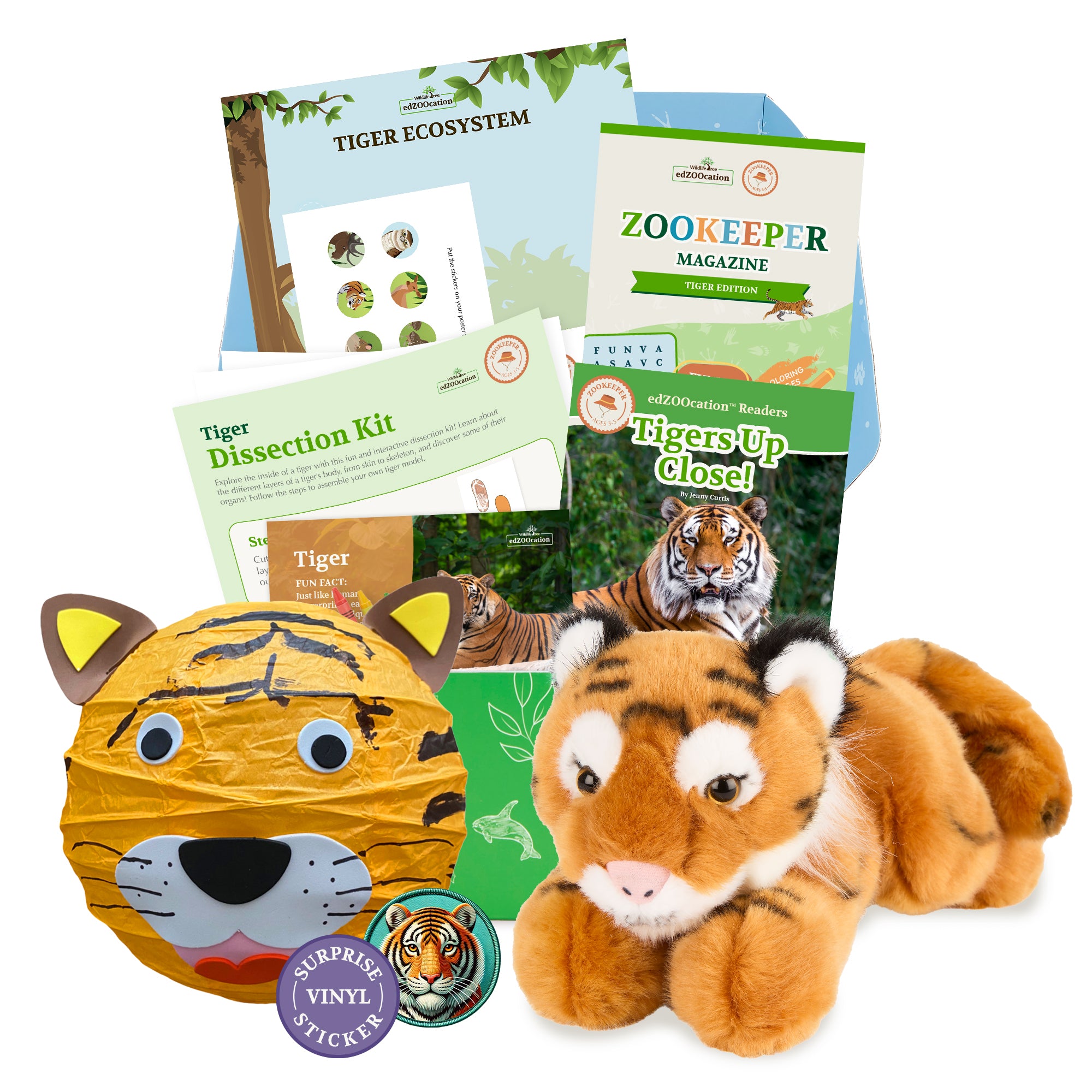 Tiger Stuffed Animal edZOOcation Zookeeper Box (Ages 3-5)